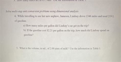 Solved TOW De Solve Multi Step Unit Conversion Problems Chegg Com