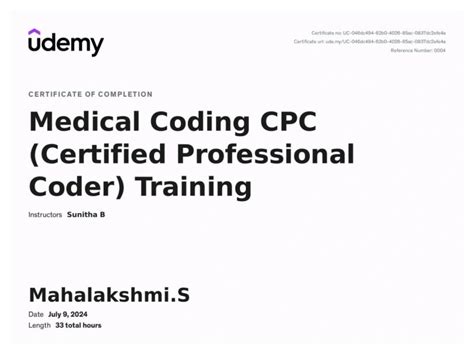 Maha Lakshmis On Linkedin Certificate Of Completion Of Course Titled Medical Coding Cpc