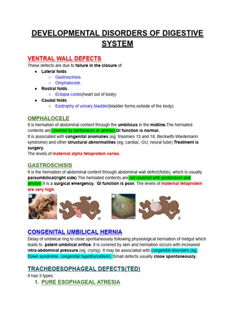 DEVELOPMENTAL DISORDERS OF DIGESTIVE SYSTEM | PDF | Gastroenterology | Digestive System