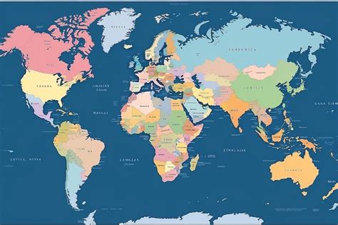 premium photo world map with countries borders
