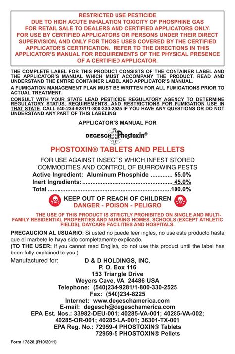 Phostoxin Fumigante Para Control De Plagas Ori Alnitak