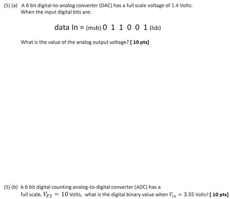 Solved 5 A A 6 Bit Digital To Analog Converter DAC Has Chegg Com