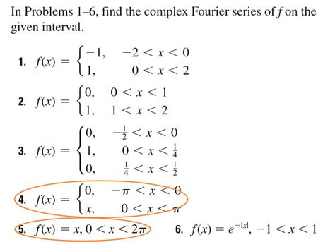 solved in problems 1 6 find the complex fourier series of f