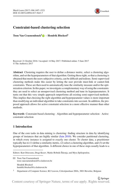 Constraint Based Clustering Selection Request Pdf