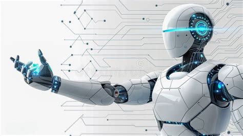 Futuristic Humanoid Robot With Advanced Ai Technology Interface Stock