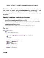 How To Solve An IllegalArgumentException In Java Pdf How To Solve An
