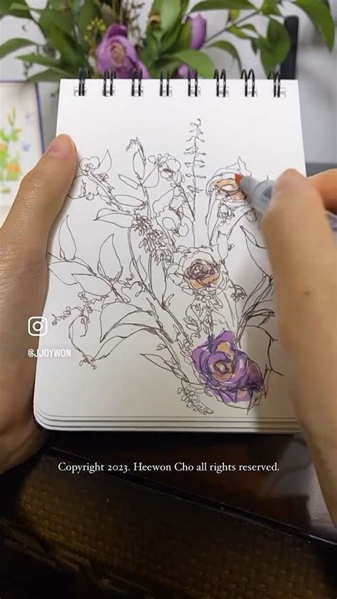 Fast Drawing 꽃그림 펜드로잉 마카드로잉 Youtube