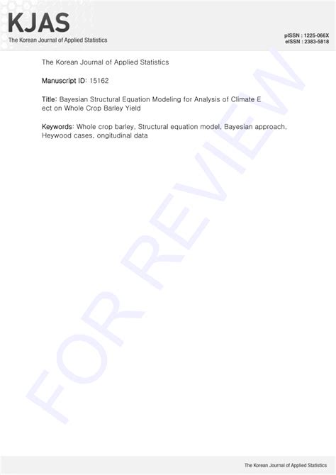 Pdf Bayesian Structural Equation Modeling For Analysis Of Climate Effect On Whole Crop Barley
