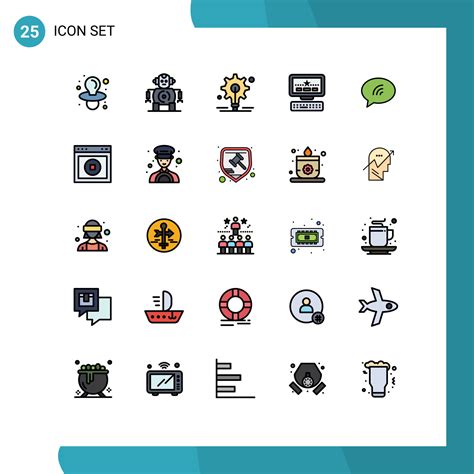 Editable Vector Line Pack Of 25 Simple Filled Line Flat Colors Of Ui Sand Idea Chating Message