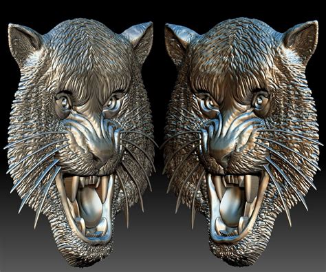 Download File Tiger Head Stl File 3d Model Relief For Cnc Router Or