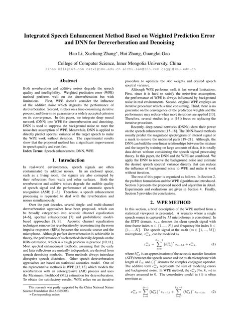 pdf integrated speech enhancement method based on weighted prediction