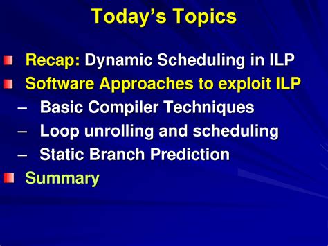 Introduction To Static Scheduling In Ilp Advance Computer Architecture