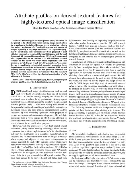 Pdf Attribute Profiles On Derived Textural Features For Highly Textured Optical Image