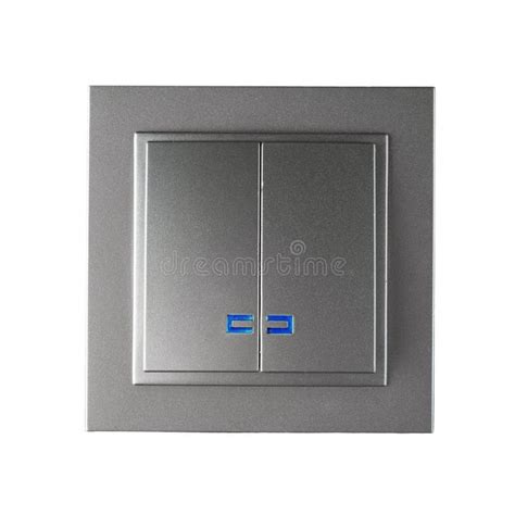 Modern Silver Light Switch With Glowing Blue Led Indicators In