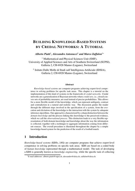 pdf building knowledge based systems by credal networks atutorial