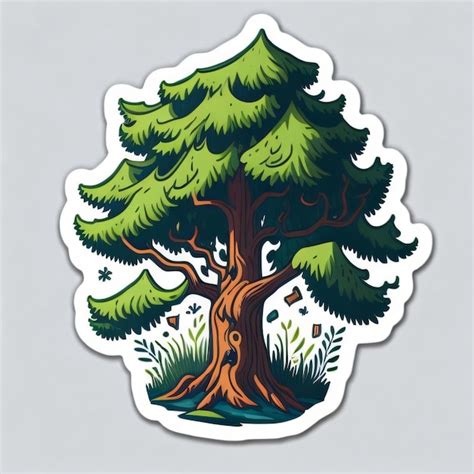Premium Ai Image Cute Pine Tree Sticker 1