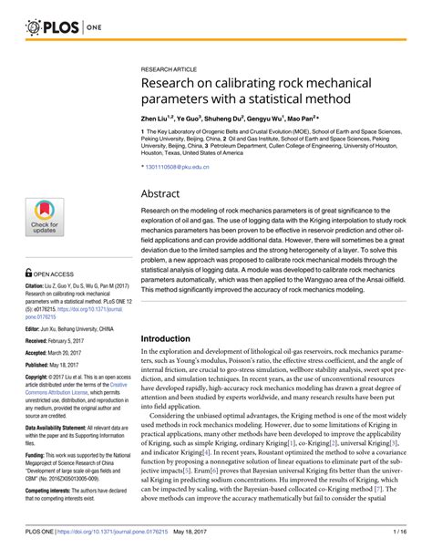 PDF Research On Calibrating Rock Mechanical Parameters With A Statistical Method