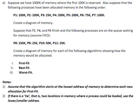 Solved E Suppose We Have 1000k Of Memory Where The First
