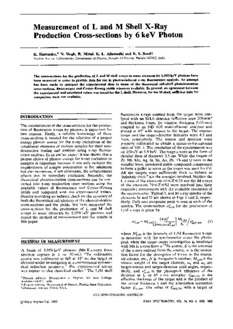 Pdf Measurement Of L And M Shell X Ray Production Cross Sections By 6