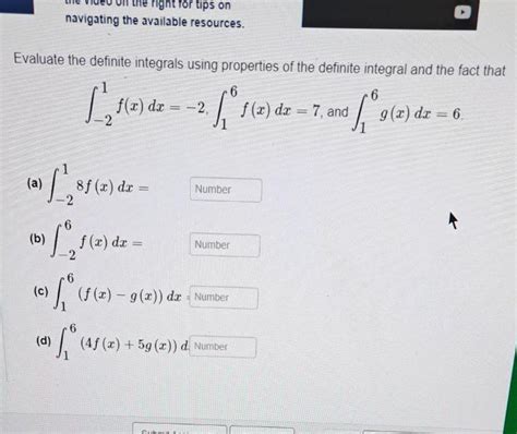 Solved Evaluate The Definite Integrals Using Properties Of
