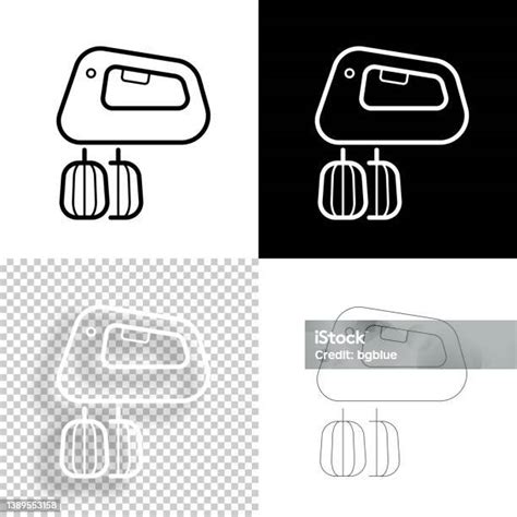 핸드 믹서 디자인 아이콘입니다 빈 흰색 및 검은색 배경 선 아이콘 가정 주방에 대한 스톡 벡터 아트 및 기타 이미지 가정