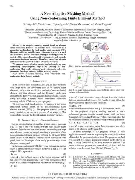 a new adaptive meshing method using non conforming finite element