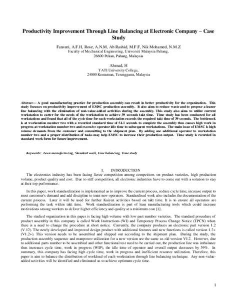 Pdf Productivity Improvement Through Line Balancing In Apparel Industries