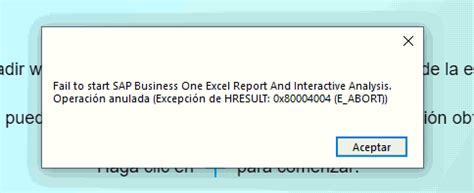 Fail To Start Sap Business One Excel Report And In SAP Community
