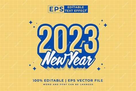 premium vector editable text effect 2023 new year 3d cartoon style premium vector