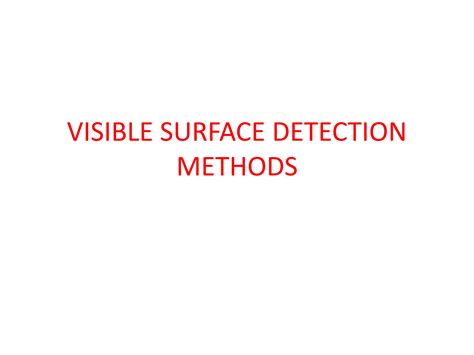 Visible Surface Detection Methods Pptx