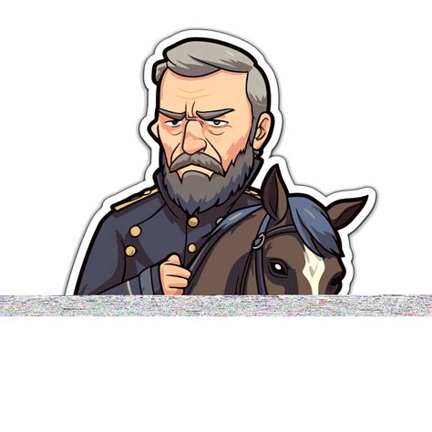 말을 타는 남자가 있는 스티커 일러스트 벡터 고립 된 만화 율리시스의 그랜트와 스티커 디자인 상표 스티커 일러스트 Png 일러스트 및 벡터 에 대한 무료 다운로드