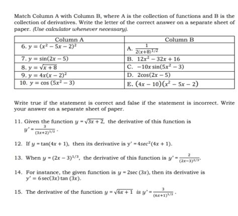 Solved Match Column A With Column B Where A Is The Collection Of
