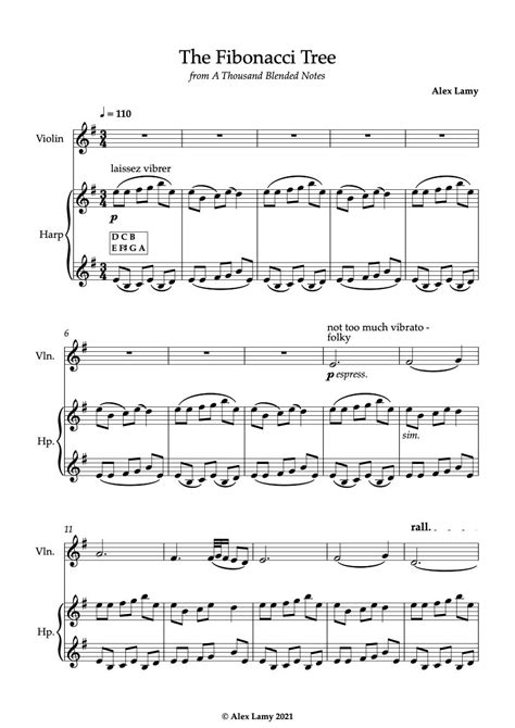 The Fibonacci Tree Pdf Score Digital Download Alex Lamy