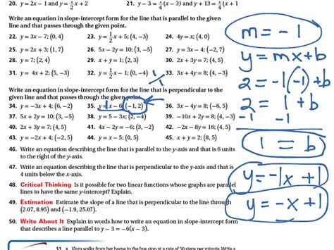 Writing Equations For Parallel And Perpendicular Lines Math Showme