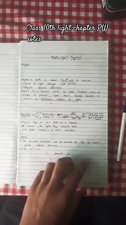 Class 10th Physics Chapter Light Pw Notes Best Notes Full Notes Pw
