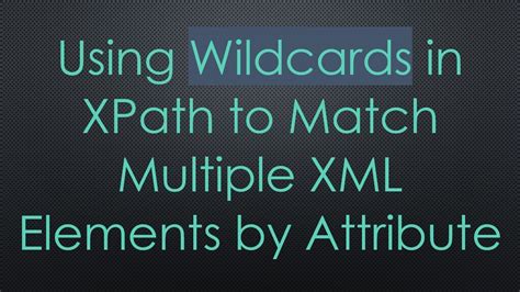 Using Wildcards In Xpath To Match Multiple Xml Elements By Attribute Youtube