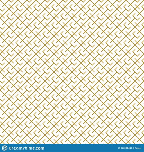 Abstract Geometric Seamless Pattern With Crossing Thin Golden Lines On