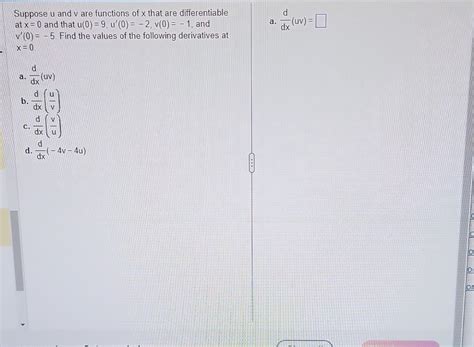 Solved Suppose U And V Are Functions Of X That Are Chegg
