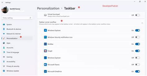 how to show or hide icons in taskbar corner overflow in windows 11