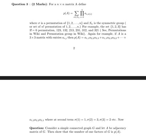 solved question 3 2 marks for a n x n matrix a define n