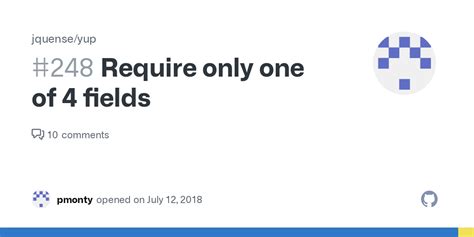 require only one of 4 fields · issue 248 · jquense yup · github