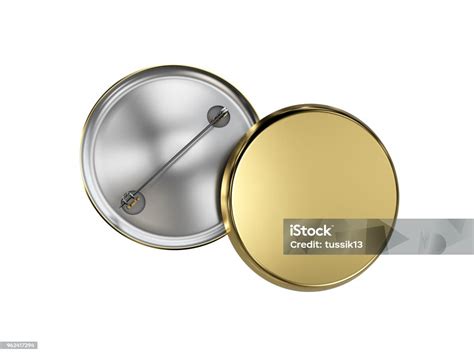 황금 빈 배지입니다 흰색 배경에 고립 된 3d 그림 공란에 대한 스톡 사진 및 기타 이미지 공란 구 금속 Istock