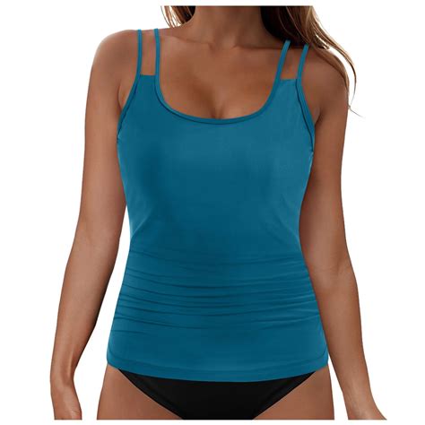 Gewsey Womens Flowy Tankini Tops Only Modest Bathing Suit Loose Fit