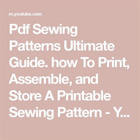 Pdf Sewing Patterns Ultimate Guide How To Print Assemble And Store A