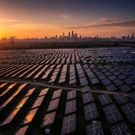 Aerial View Of Massive Solar Panel Farm Generating Clean Energy Near A
