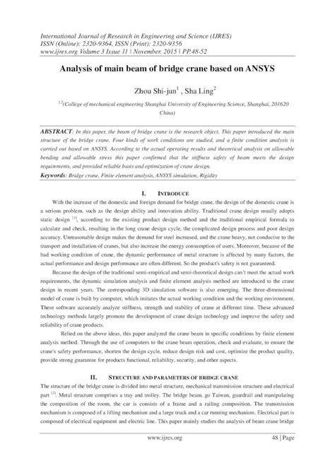 Pdf Analysis Of Main Beam Of Bridge Crane Based On Ansys Dokumen Tips