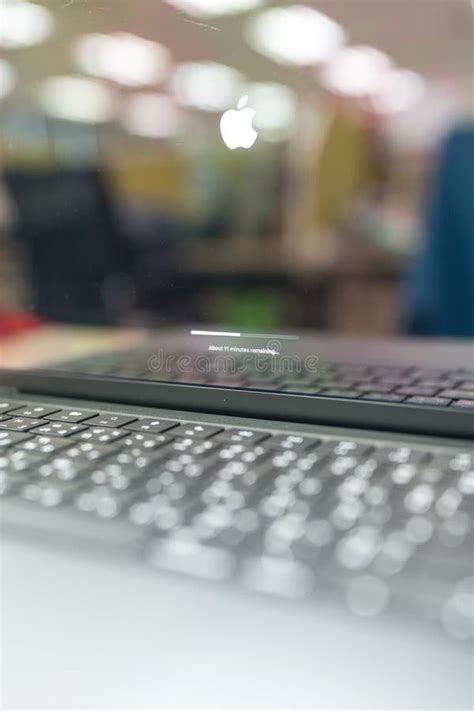 Bangkok Thailand September Installing Software Update Sign On The Black Screen Of