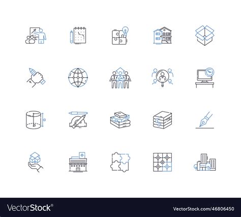 Operations Line Icons Collection Efficiency Vector Image