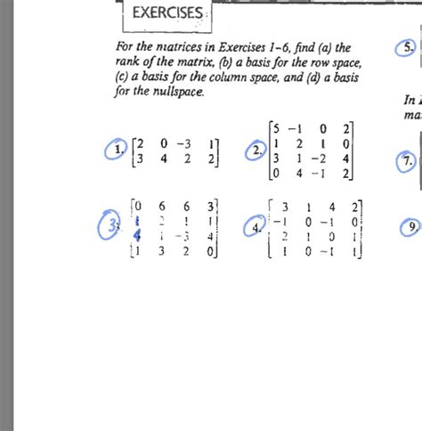solved exercises for the matrices in exercises 1 6 find a