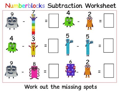 Numberblocks Subtraction Worksheet Part 2 Teaching Resources